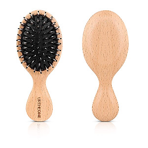 Hair Brush Mini Boar Bristle Hairbrush for Thick Curly Thin Long Short Wet or Dry Hair Detangle Massage Add Shine, Pocket Travel Small Paddle Hair Brush for Men Women Kids