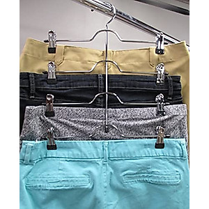 NAHANCO NH4TPH 4-Tier Pant Hanger with Clips for Closet Organization - 3/Pack, Chrome