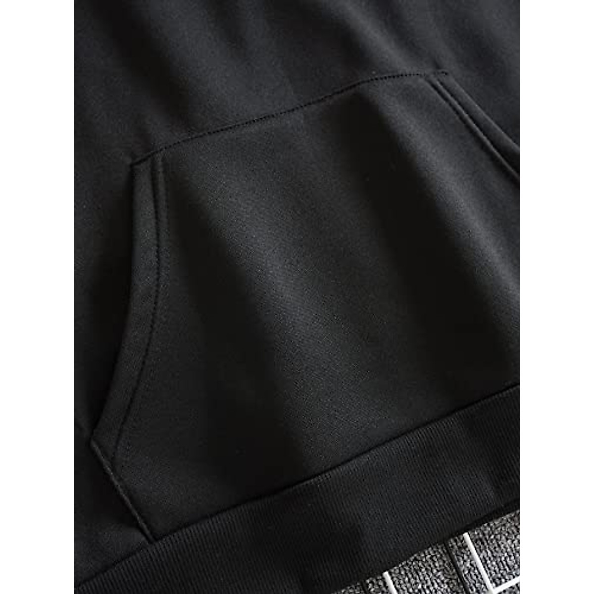 WDIRARA Men's Color Block Letter Embroidery Long Sleeve Hooded Sweatshirt Hoodies Red Rose and Black L