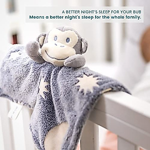 Security Blanket - Glow In The Dark, Monkey Sensory Blanket. The Super Soft, Unisex Security Blanket For Babies Glows In The Dark & Helps Babies Find Their Blanket At Night & Fall Straight Back Asleep