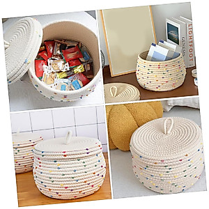 CHILDWEET Rope Storage Basket Round Storage Basket Small Baskets for Shelves Laundry Basket Woven Round Rattan Boxes Woven Storage Bin Rattan Storage Baskets Home Supplies Bedroom Organizer