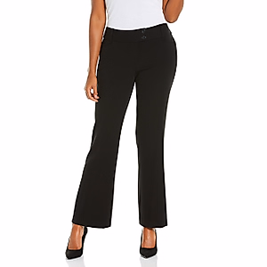 Rafaella Women's Regular Curvy Fit Gabardine Bootcut Dress Pants with Pockets, Soft Stretch Work Slacks, 29" & 32" Inseams, Black, 12