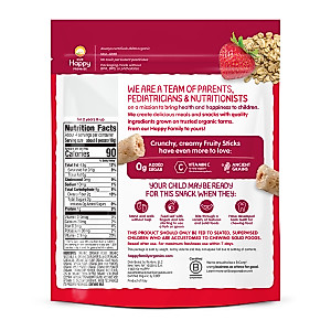 HAPPYTOT Organics Fruity Sticks, Oat & Fruit Filled Grain Sticks, Strawberry, Organic Toddler Snack, 2.5 Ounce Bag (Pack of 6)
