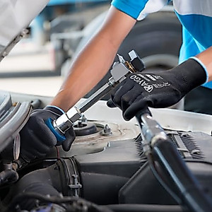 KAYGO Safety Work Gloves PU Coated-12 Pairs, KG11PB, Seamless Knit Glove with Polyurethane Coated Smooth Grip on Palm & Fingers, for Men and Women, Ideal for General Duty Work (Medium, Black)