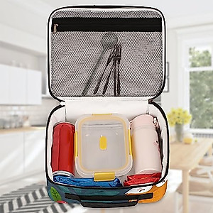 Cartoon Fox Berries Reusable Lunch Tote Bag Women Insulated Lunch Bag for Men Adult Leakproof Cooler Lunch Box for Work Office Travel Picnic