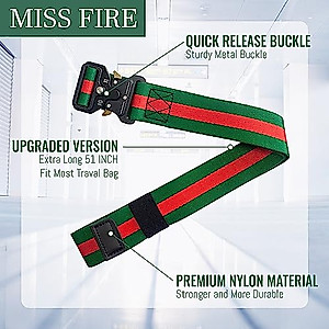 Travel Belt for Luggage - Stylish & Adjustable Add a Bag Luggage Strap for Carry On Bag - Airport Travel Accessories for Women & Men (Red Green)