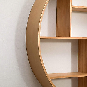 LLRYN Round Wooden Wall Shelf Racks Antique Wood Floating Shelves, Bedroom Decorative Wall Shelves, Living Room, Bathroom, Kitchen, Office, etc.