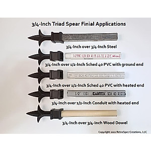Retrospec Creations 100 Each for 3/4" Plastic Finial Tops for Iron Picket Fence Triad Spear - #50-34