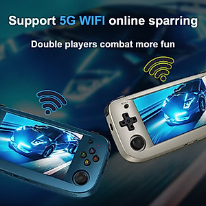 RG503 Handheld Game Console , 4.95 Inch OLED Screen RK3566 Chip Linux System Support 5G WiFi Bluetooth 4.2 Built-in 64G SD Card 4193 Games(Black)