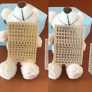 HYMAOME 6 Sheets Alphabet&Number Stickers Mini Self Adhesive Resin Letter Sticker Shiny Digital Stickers Gold/Silver Labels 3mm for Nail Art, Scrapbooking, Card Making, Journaling