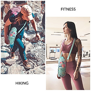 Half Gallon Water Bottle Carrier Bag, Bottle Pouch Phone Holder, Adjustable Shoulder Hand Strap 2 Pocket Sling Neoprene Sleeve Sports Water Bottle Accessories for Hiking Travelling &Camping