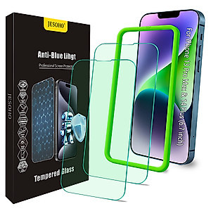 JESOHO Blue Light Screen Protector for iPhone 13 Pro Max & iPhone 14 Plus (6.7''), Eye Protection Tempered Glass Film, Scratch-Resistant, No Bubble, Anti Glare,with Easy Installation Kit, 2 Pack