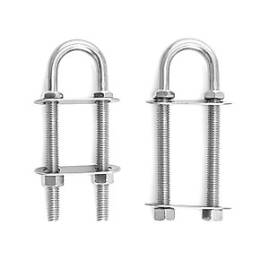 QWORK Marine Boat Stern Eye Tie Down U Bolt, 2 Pack, 3/8" Dia, 3-1/2" Thread Length, Stainless Steel