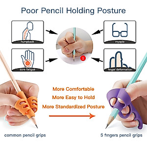 Pencil Grips for Kids Handwriting ZZWS Ergonomic 5 Fingers Pencil Grippers Posture Correction Writing Aid Grips for Toddler,Pen Grips for Beginners,School Supplies,Classroom Must Haves(4pcs)