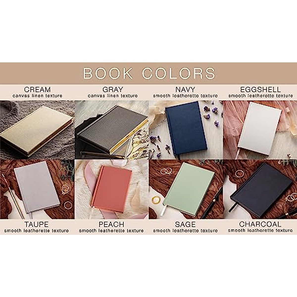 Vow Books Set of 2 (Promises Design) - Custom Hard Cover Luxury Modern Wedding Ceremony or Vow Renewal Booklets, Bride Groom Gifts, Engagement Party or Reception Speech Notes