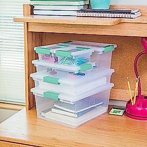 Sterilite Large Clear Plastic Stackable Storage Container Bin Box Tote with Clear Latching Lid Organizing Solution for Home & Classroom, 30 Pack