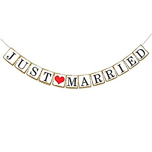 Honbay Just Married Wedding Banner Wedding Decorations Romantic Wedding Photo Props