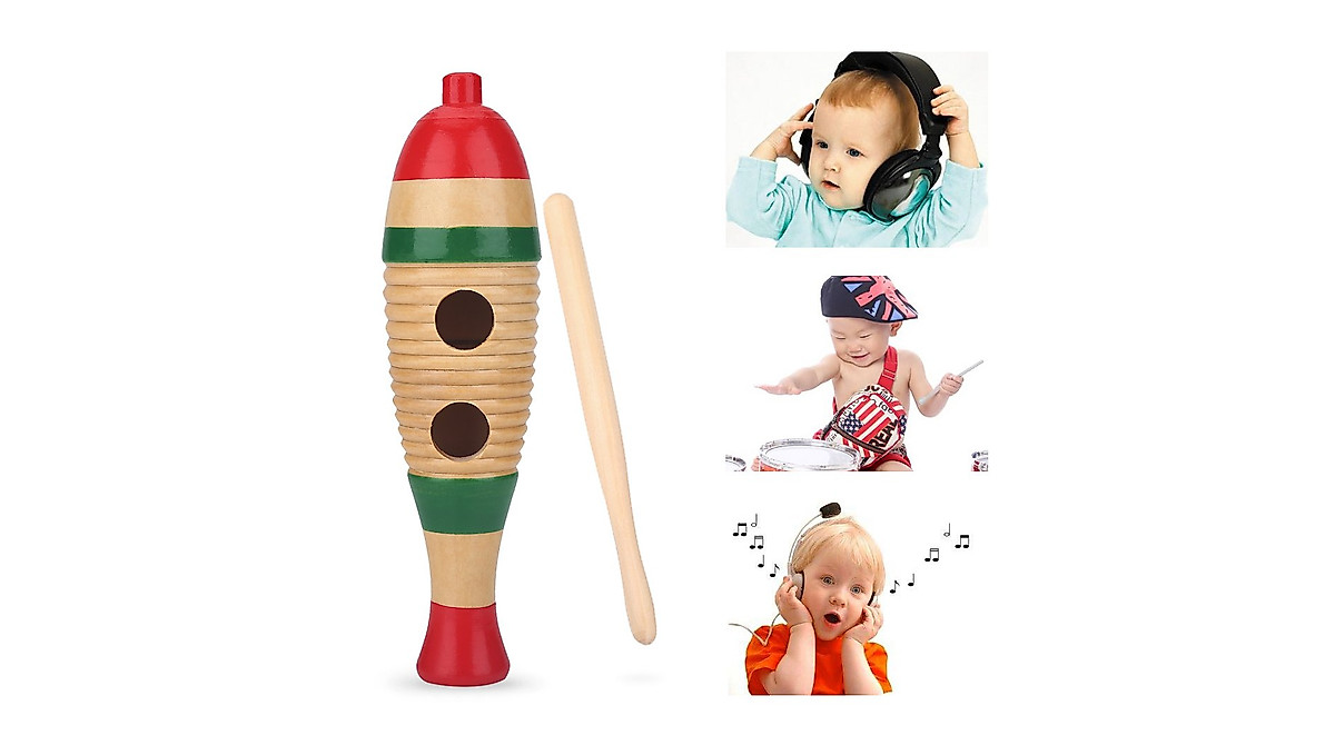 Jeankak Wood Guiro - Colorful Percussion Instrument for Kids & Adults