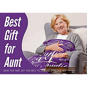 InnoBeta Aunt Gifts from Niece, Nephew, Best Auntie Ever Gifts Blanket for Aunt, Birthday Gifts Flannel Blankets for Women- 50"x 65"- Purple