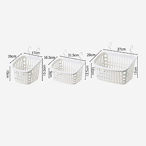 Plastic Hanging Shower Caddy Basket with Hook Grid Storage Laundry Basket Organizing for Bathroom Kitchen Pantry Bathroom Dorm Room Cabinet Door(C)