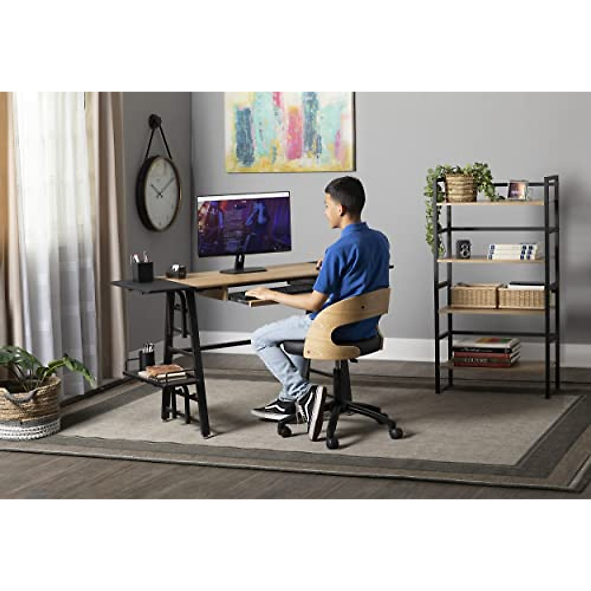 Calico Designs Convertible Art Drawing/Computer Desk for Kids in Ashwood/Graphite 51240