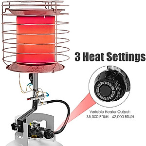 S AFSTAR 35,000-42,000 BTU Tank Top Propane Heater, Portable Propane Heater w/Tip-over Switch & Safety Shut-off, Indoor Outdoor Heaters for Ice Fishing Survival (Propane Cylinder not Included)