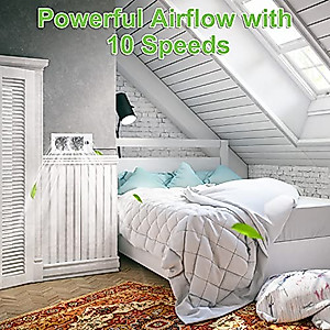 InfiniPower 10 Inch Register Booster Fan with Thermostat, High Velocity Ventilation Fans with 10 Gear Wind Speed Switch and High Precision Thermal Probe, White