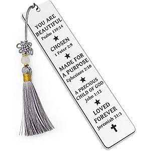 Ptzizi Inspirational Christian Metal Engraved Bookmark with Tassel, Women Bible Verse Bookmark Clip for Friends Girl Sister Female Book Lovers Bookworms Book Club Religious Gift