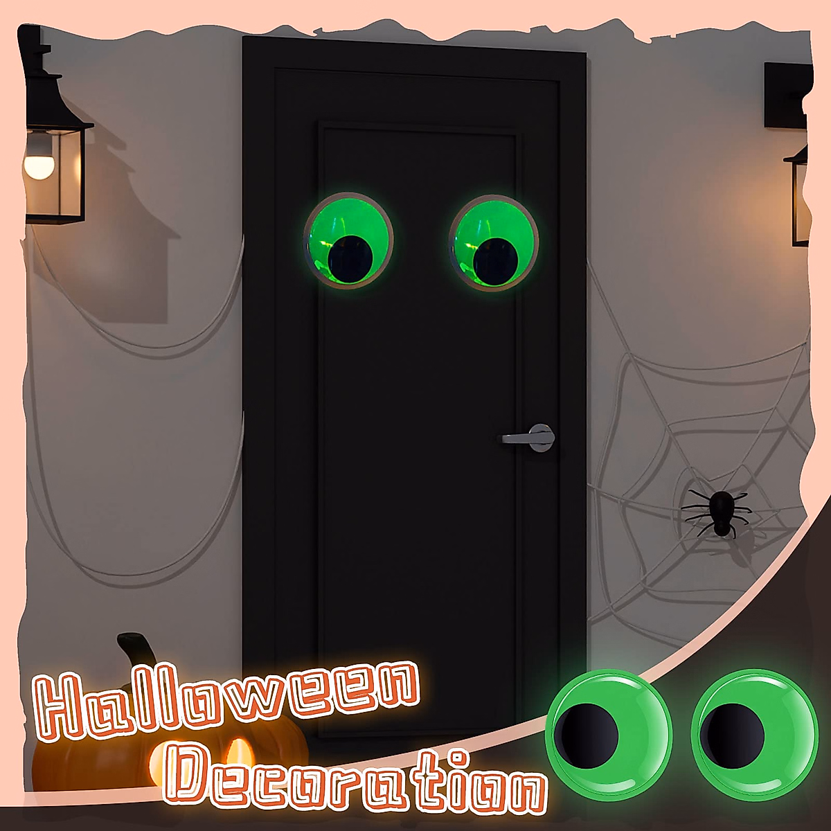 4 Pcs Luminous Giant Wiggle Eyes Halloween Self Adhesive Large Eyes Glow in The Dark Big DIY Craft Eyes for Halloween Decoration Stickers (5.9 inch/ 15 cm)