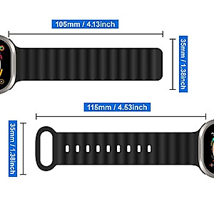 Astorgos Ocean Silicone Band Compatible with Apple Watch Band Ultra2 Ultra 49mm 45mm 44mm 42mm iWatch Series 9 8 7 SE2 SE 6 5 4 3 2 1,Adjustable Band Breathable Replacement Strap for Women Men,Black