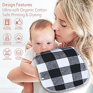 Baby Burp Cloths & Baby Bibs 2-in-1 Design Large Size 3 Layers Thicken 100% Cotton Super Absorbent and Soft Baby Spit Up Burping Rags Baby Burp Cloth Set for Boys and Girls 12 Pack