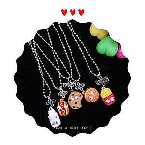 Caiyao 3-5Pcs Best Friends Forever Friendship Necklaces Cute Resin Colorful Doughnut Necklace Set French Fries Hot Dog Bread Hamburger Pendant Necklace BFF Jewelry for Women Gifts-B 5pcs