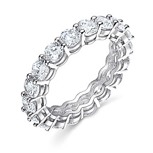 Gemsme 18K White Gold Filled Cubic Zirconia Eternity Band Ring for Women (8)