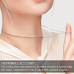TRUFINE Sterling Silver Box Chain Necklace Thin, Dainty, 925 Sterling Silver Durable Sturdy gift 0.8mm &1mm Jewelry for Women Men Made in Italy (Length 24 Inch, 1mm)