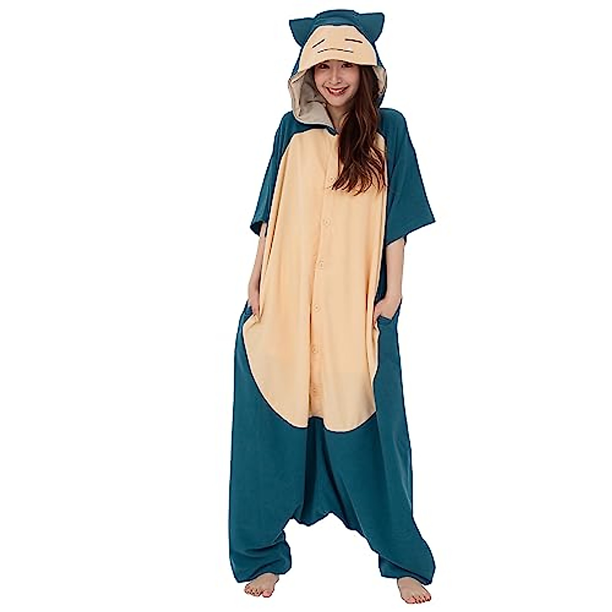 SAZAC Kigurumi - Pokemon - Snorlax - Summer Onesie Jumpsuit Halloween Costume (One Size)