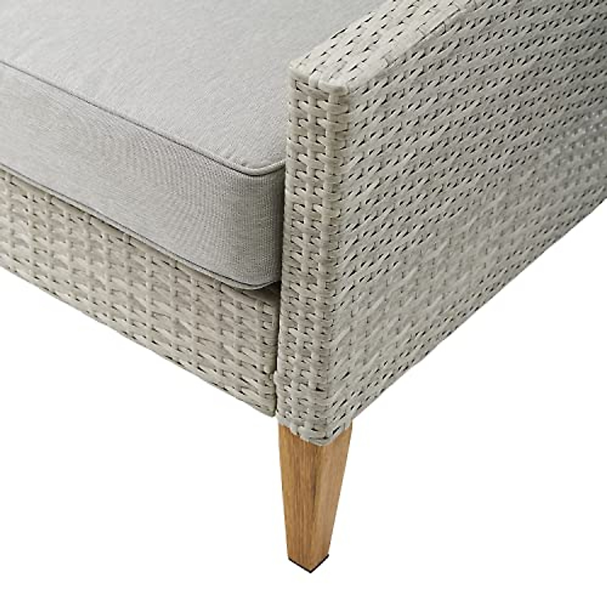 Crosley Furniture CO7168-GY Capella Outdoor Wicker 2-Piece Armchair Set, Acorn with Gray Cushions