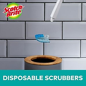 Scotch-Brite Disposable Toilet Scrubber Starter Kit, Disposable Refills with Built-In Bleach Alternative, Includes 1 Handle, Storage Caddy and 5 Refills