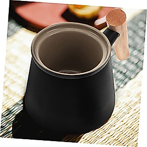 Luxshiny 1 Set Cup Tazas De Cafe Glass Pitcher with Lid China Tea Cup Stovetop Tea Kettle Glass Drinking Cups Drink Tumbler Ceramic Tea Cup with Lid Wooden Tea Bottle Concentrate