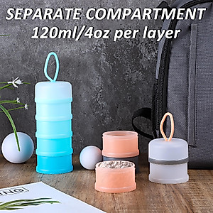 2 Pcs Protein Powder Container, 4 Stackable Leakproof Protein Powder Dispenser, Portable Keychain Protein Powder Container for Workout, Fitness, Travel (Pink, Blue)