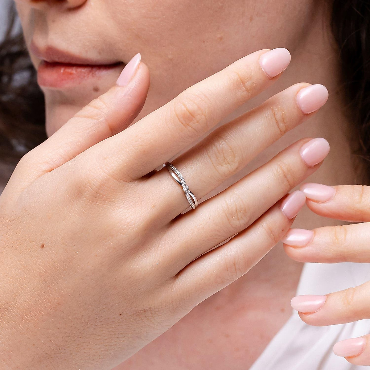 Angara Natural 0.14 Ct Diamond Infinity Ring for Women in 14K Yellow Gold (Color : K | Clarity : I3) | April Birthstone, Birthday, Engagement, Anniversary Jewelry Gift For Women