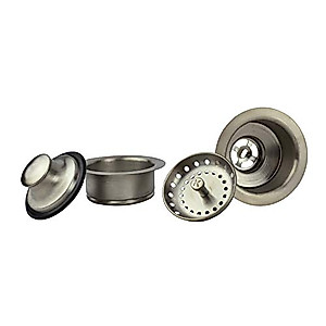 Plumb Pak K5475DSBN Double Bowl Kitchen Sink Strainer and Garbage Disposal Flange Set, Brushed Nickel