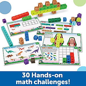 Learning Resources MathLink Cubes Kindergarten Math Activity Set: Dino Time! 115 Pieces, Ages 5+ Kindergarten STEM Activities, Math Games for Kids, Mathlink Cubes Activity Set, Ages 5+