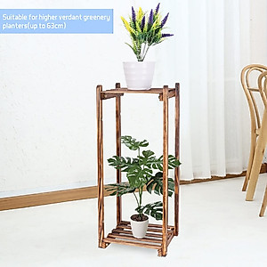 Combination Tall Plant Stand Corner Flower Pot Display Holder Rack Brown Classic Round Wood Handmade