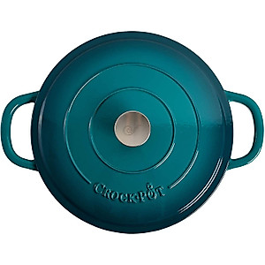 Crock-Pot Crock Pot Artisan Enameled Cast Iron Braiser W/Lid, 5 Quart, Teal Ombre