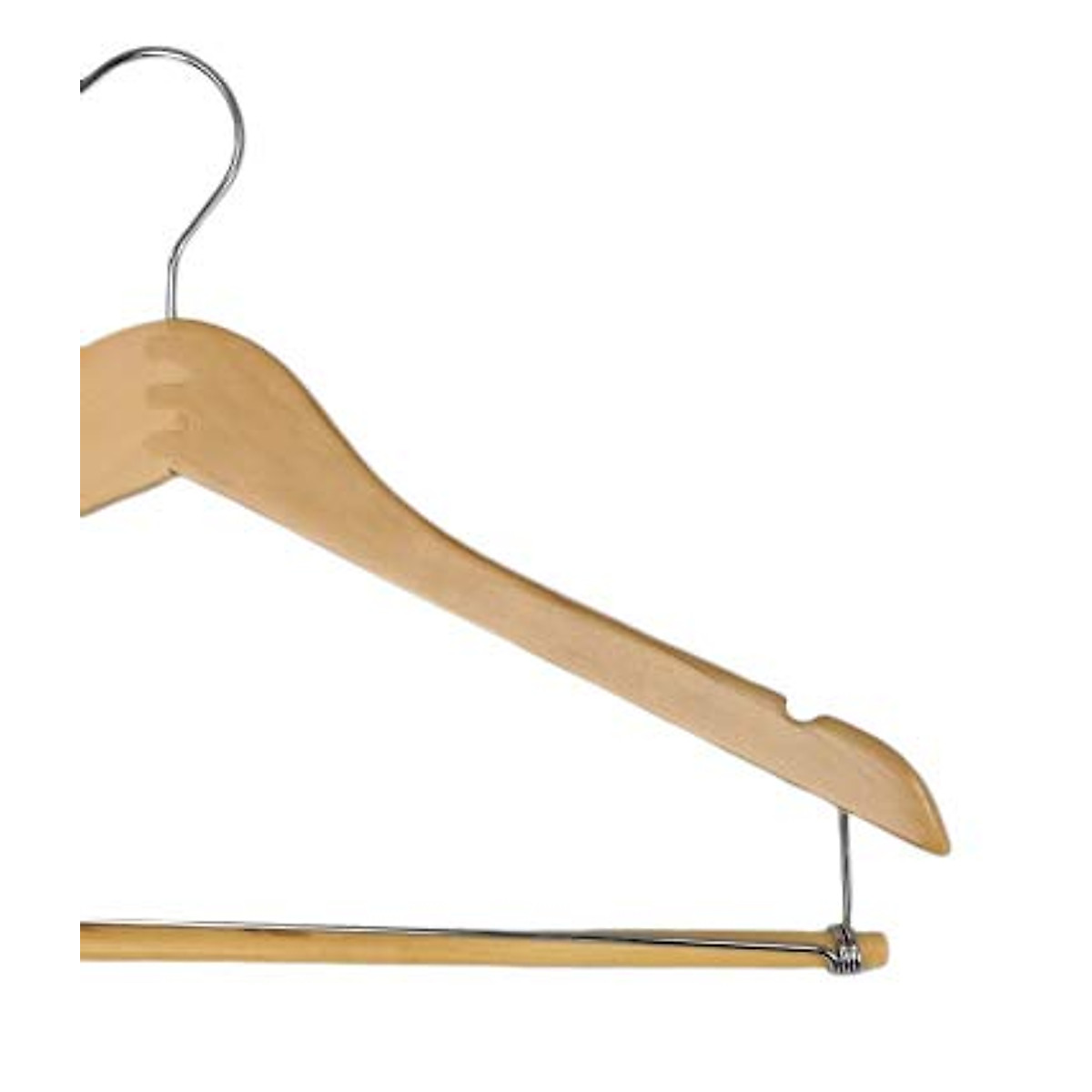 Natural Finish Wood Suit Hanger with Locking Bar (Set of 5)