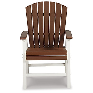 Signature Design by Ashley Genesis Bay Outdoor Dining HDPE Arm Chair, 2 Count, Brown & White