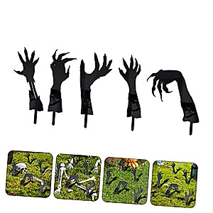 BESTOYARD 10 Pcs Halloween Plug Metal Trim Outdoor Stakes Metal Screen Creepy Hand Silhouette Halloween Decorations Halloween Black Hands Signs Halloween Inserted Adorns Yard Ghost Decors