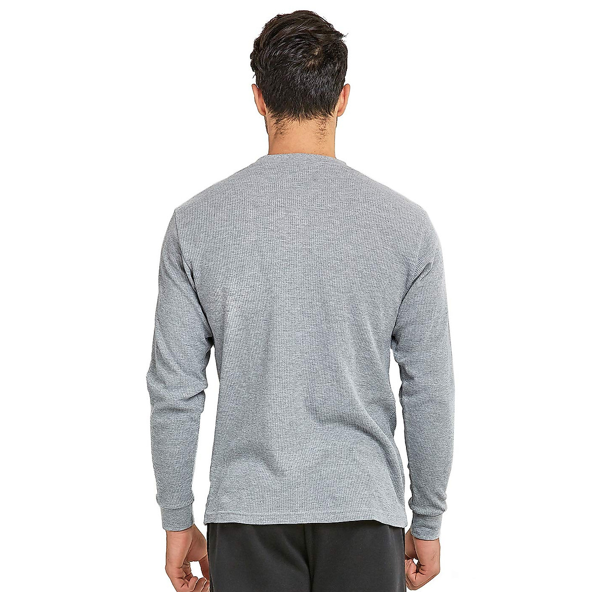 Men's Classic Waffle-Knit Heavy Thermal Top (M, Heather Gray)