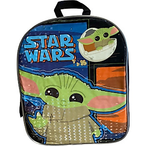 Star Wars The Mandalorian Baby Yoda 11" Mini Backpack (Blue-Black)