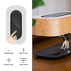 Well Guided Tree of Light Bedside Table Lamp Shade Modern Bedroom Desk Night Light Bluetooth Speaker Fast Qi Wireless Charger Touch Control Dimmable LED Light Smart Corner Lampshade Cherrywood